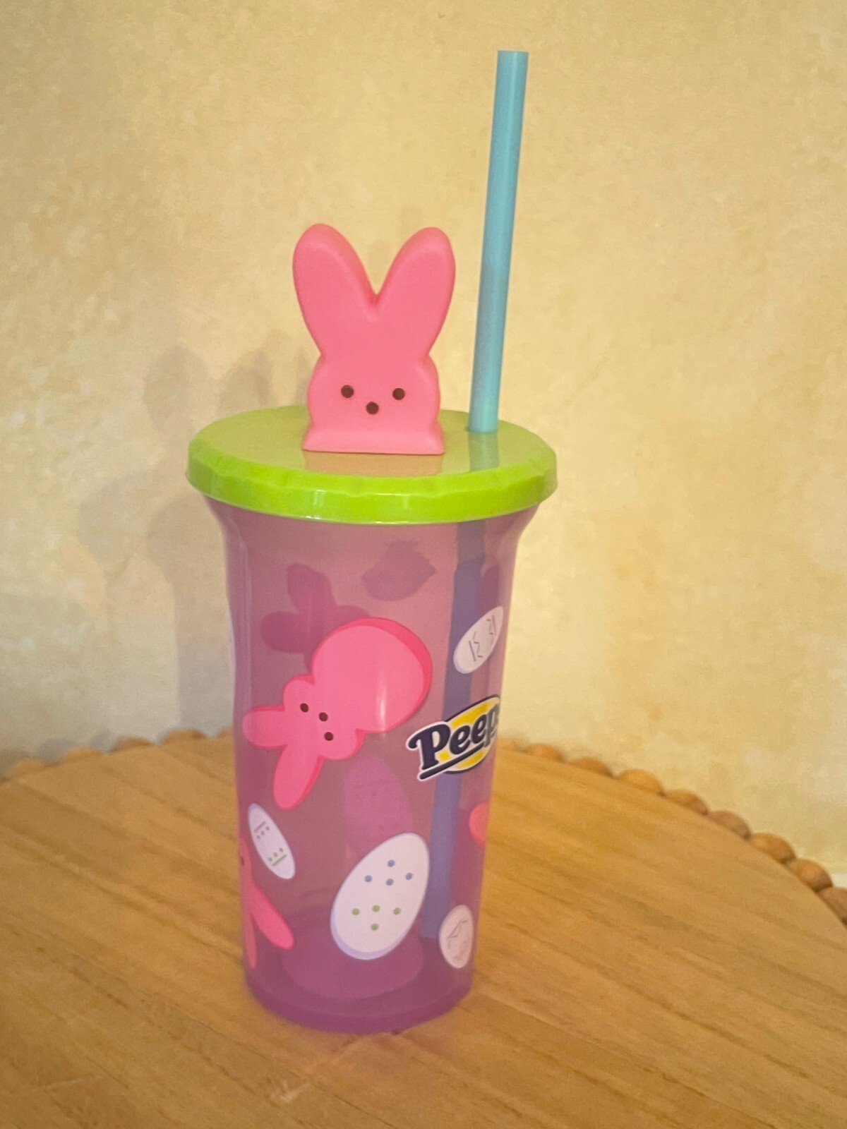 Peeps Easter Bunny Plastic Cup Pink Purple With Lid Straw Tumbler ...