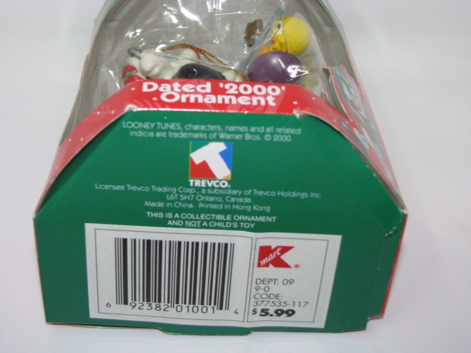 2000 Trevco Looney Tunes Sylvester and Tweety Bird Christmas Ornament ...