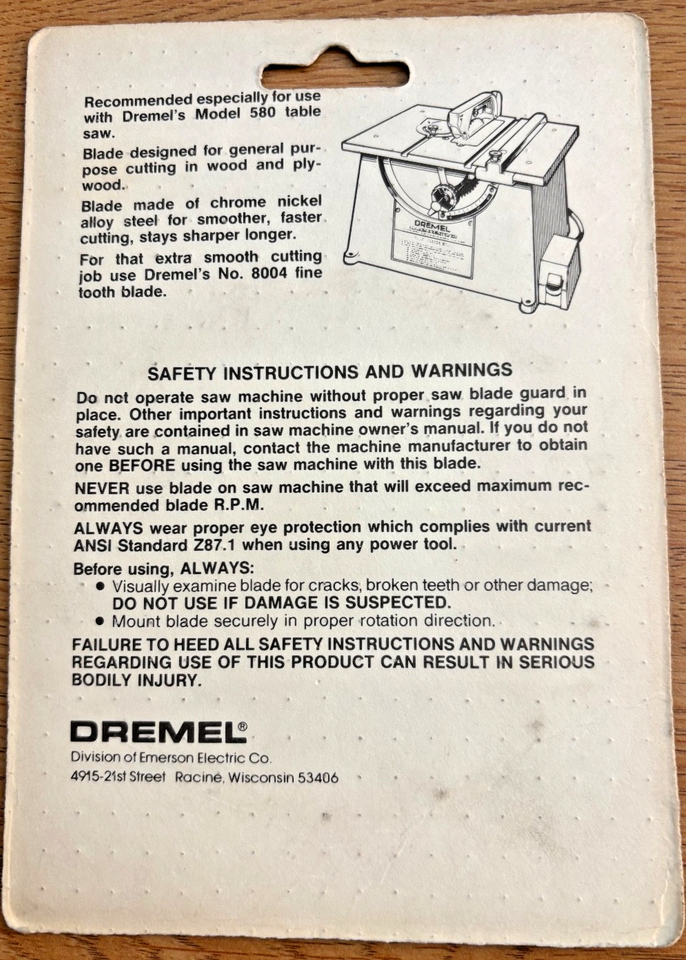 Dremel 4" Chisel Tooth Combination Blade (30 Teeth) for Model 580 Table ...