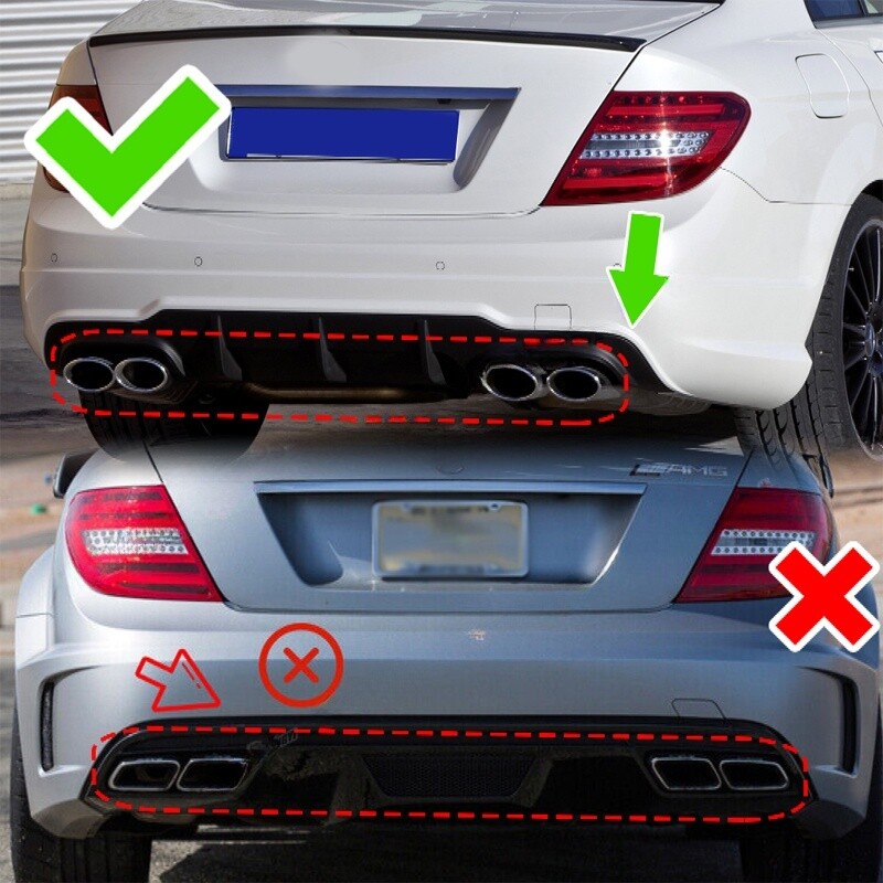 US For 2012-2015 Mercedes W204 C250 C300 C350 C63 AMG Rear Diffuser ...