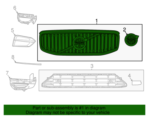 Genuine Volvo Upper Grille 31425535 | eBay