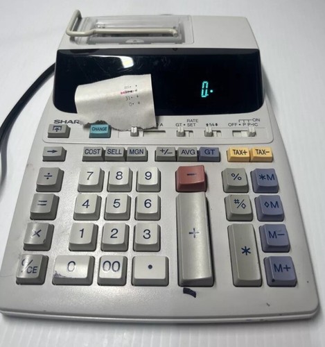Sharp EL-1801V 12 Digit, 2 Color Compact Printing Calculator Pre-Owned ...