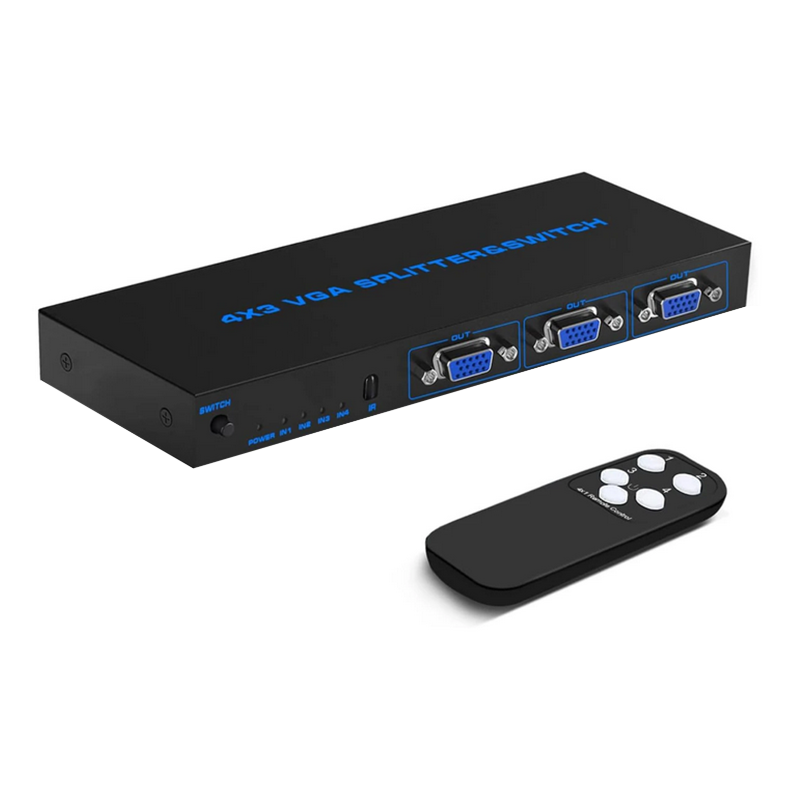 4x3 VGA Switcher 4 In 3 Out VGA Video Splitter Box 4 Port VGA Switch ...