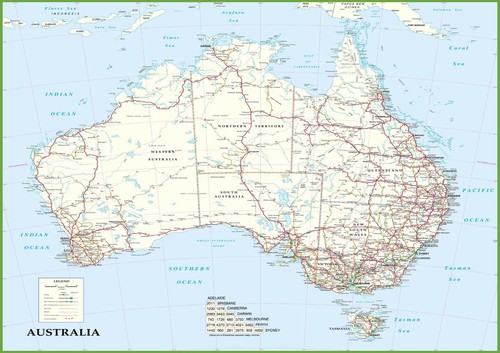 Detailed Map of Australia Roads Poster Print Choose your size Unframed ...