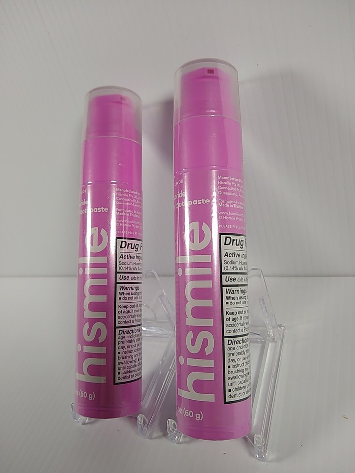 (2) hismile Sodium Fluoride Anticavity Toothpaste Watermelon 2.1 OZ Exp ...