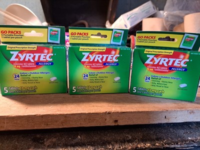 3 pack 15 total Zyrtec Go Packs Indoor Outdoor Allergy Tablets Ex 10 ...