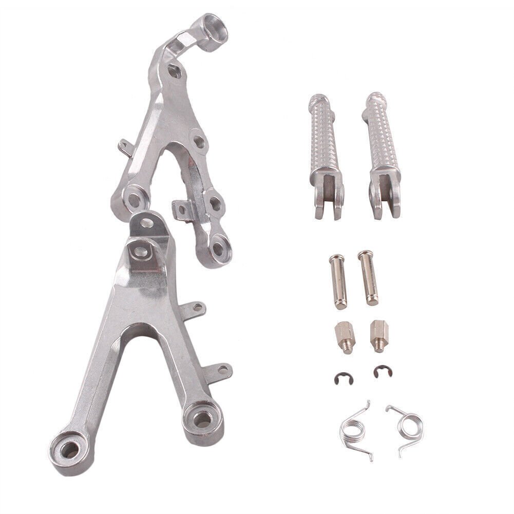 Front Rider Foot Pegs Footrest Brackets Silver Fit Yamaha YZF R6 2006 ...