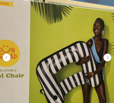 New Target Blue Striped Sun Squad inflatable pool Chair | eBay