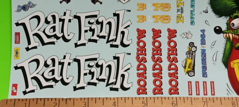 Rat Fink Big Daddy Ed Roth Waterslide Decal Sheet 6x18 1/25 AMT Semi ...