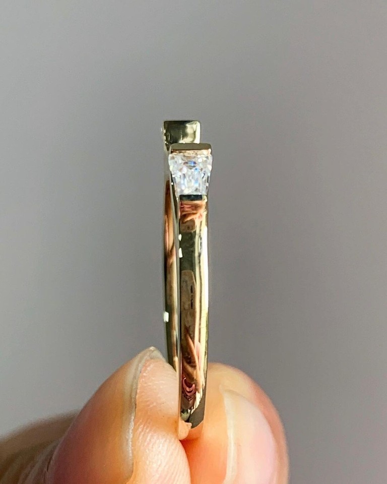 Fancy 0.80CT Trapezoid Cut Cubic Zirconia 925 Sterling Silver Promise ...