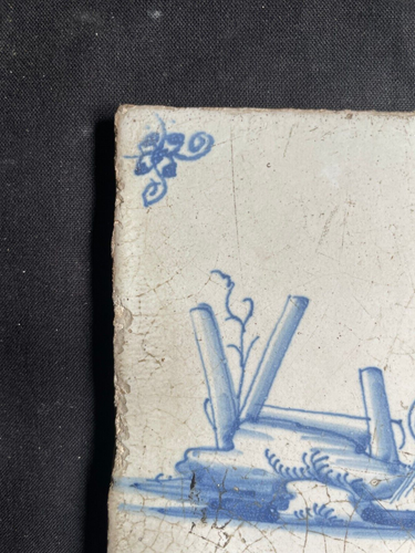 Nice Dutch Delft Blue tile, shepherd and sheep, circa 1700 | eBay