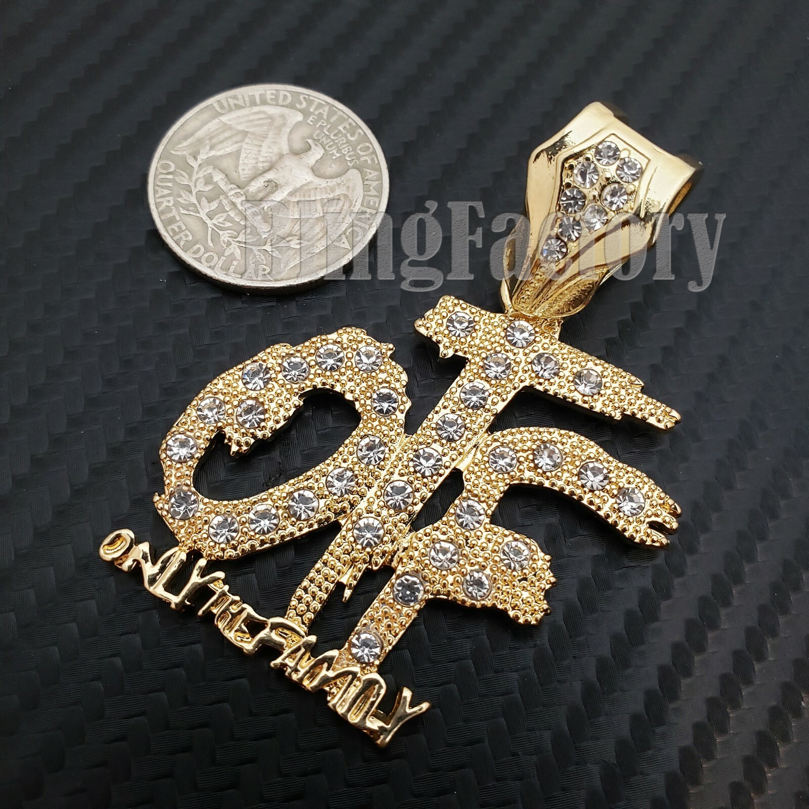 Hip Hop Gold PT Only the Family OTF Pendant & 18" Iced Choker Chain ...