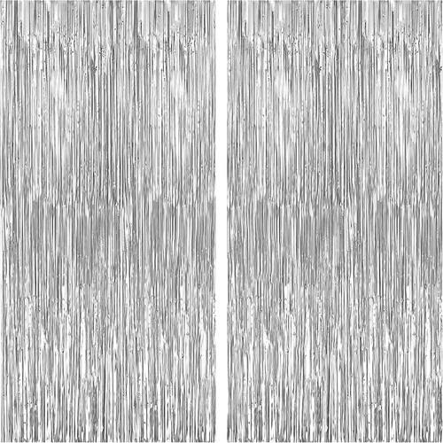 Metallic Silver Backdrop -Pack of 2 Silver Streamers for Disco Party ...