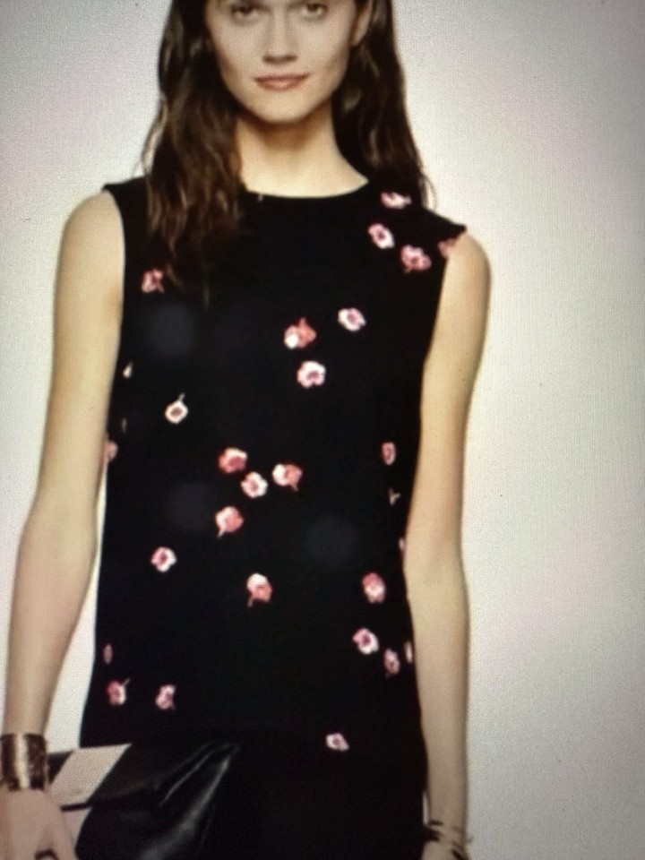 Kate Spade Black Cherry Blossom Womens Sleeveless Pullover Top Sz 2 ...