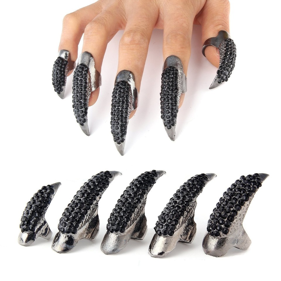10 Pcs Halloween Costume Fake Finger Claws - Gothic Punk Cosplay Nail ...