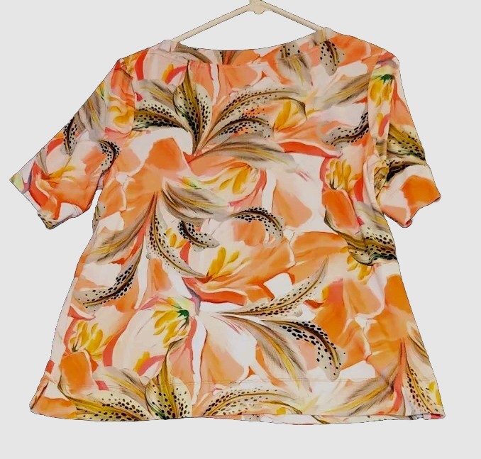 Chicos Pima Tropical Tiger Lily Patten Short Sleeve Blouse Every Day ...