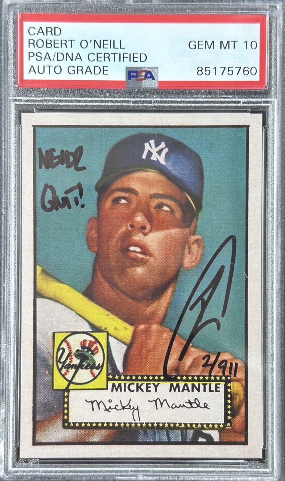 Robert O’Neill Signed LE/911 Mickey Mantle ‘52 Topps Reprint Rookie ...