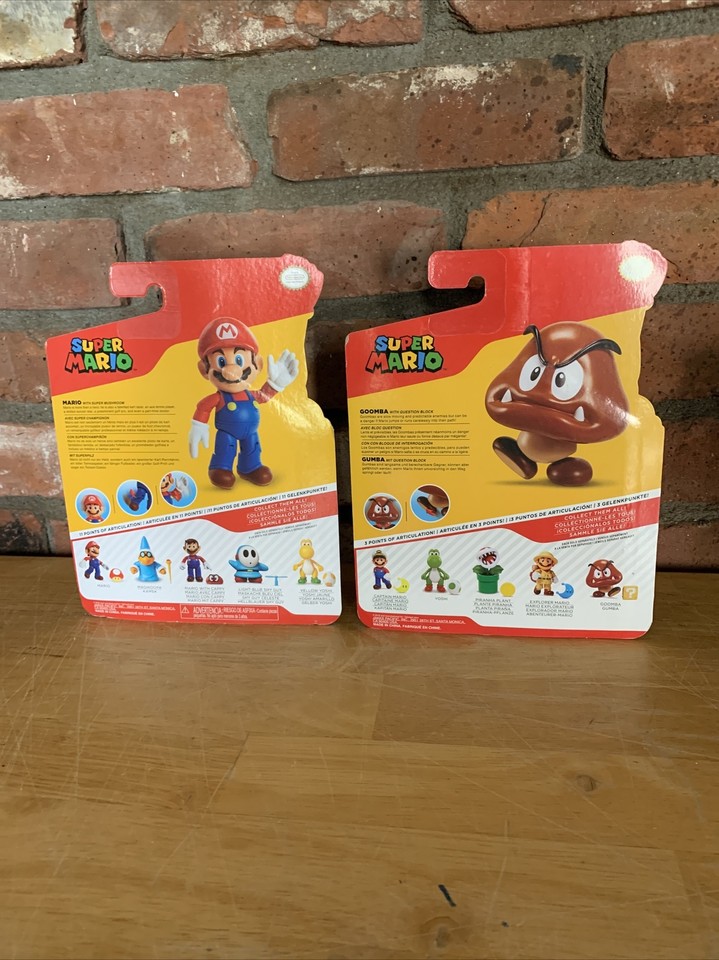 LOT (2) Jakks Pacific 4” MARIO w/ MUSHROOM & GOOMBA w/ QUESTION BLOCK ...