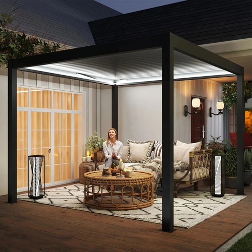 3x3m Electric Louvered Pergola Sun Shade Shelter Hardtop Gazebo Unit ...