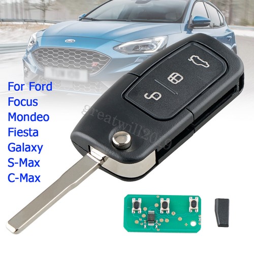 3 Button 433MHz Remote Flip Key Fob Chip For Ford Focus Mondeo Fiesta S ...