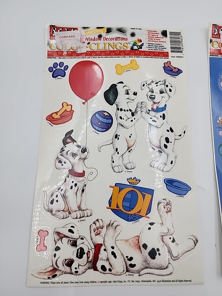 VINTAGE Disney 101 Dalmatians Window Stickers Static Cling Large Decals ...