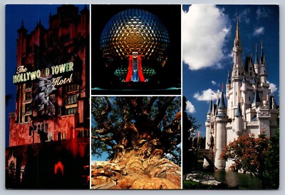 Postcard Orlando FL Walt Disney World Multiview Epcot Castle Tree of ...