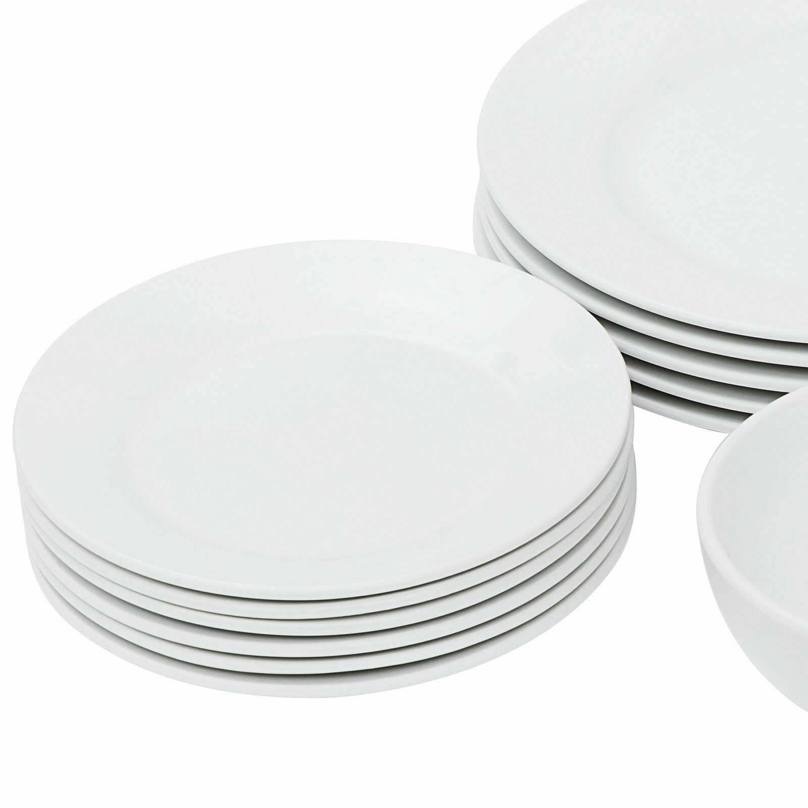 18-Piece Dinnerware Set Round Dinner Plate Dish Service White Dinner ...