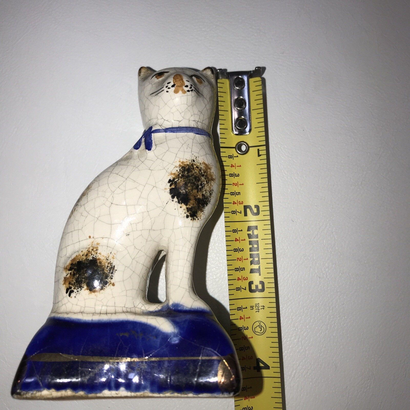 Antique Pair Of Staffordshire Calico Spongeware Cats Cobalt Blue ...