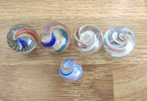5 x ANTIQUE GLASS SWIRL LATTICE MARBLES | eBay