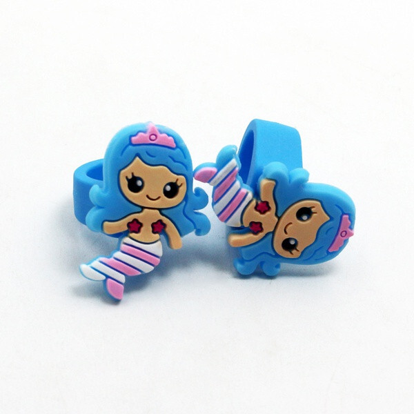 Cute Cartoon Character Mermaid Silica Gel Epoxy Rings Size 8, Blue (ID ...