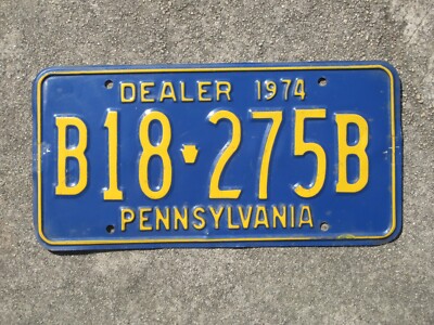 1974 Pennsylvania Dealer License Plate PA Penna Ford Chevrolet B18275B ...