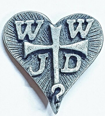 What Would Jesus Do Cross Heart Pin Pewter WWJD Religious Christian ...
