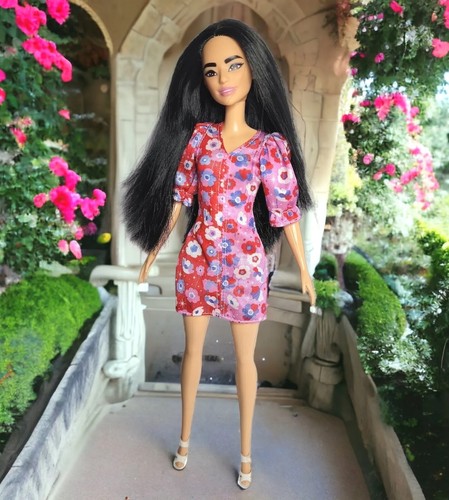 2021 Barbie Fashionistas Doll #177 Black Hair Floral Dress Strappy ...