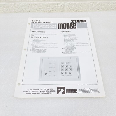 Control Panels & Keypads - Moose Z1100r