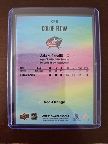 2023-24 Upper Deck Allure Color Flow Adam Fantilli CF-5 Red-Orange | eBay