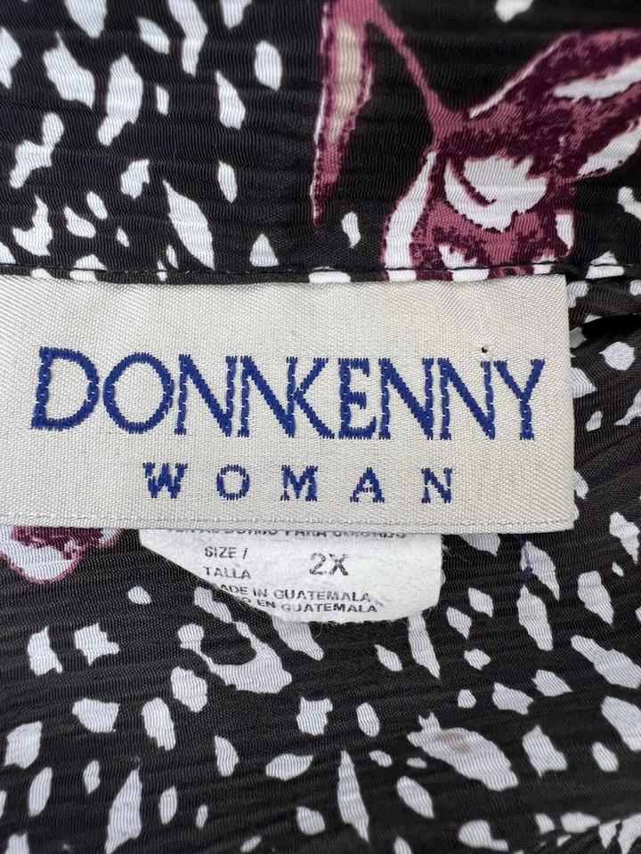 DonnKenny Shirt 2X Button Up Plus Blouse Abstract Print Short Sleeve ...