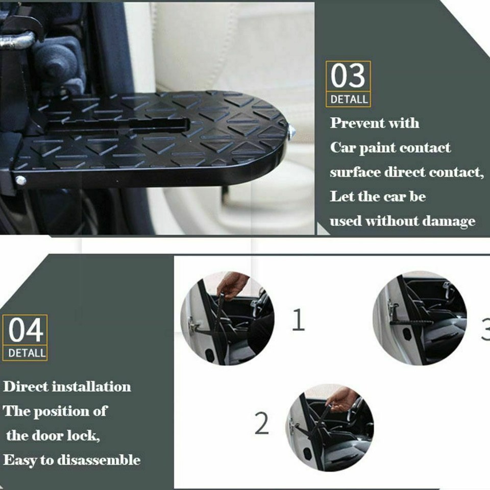 Black Folding Car Door Latch Hook Step Mini Foot Pedal Roof Ladder ...
