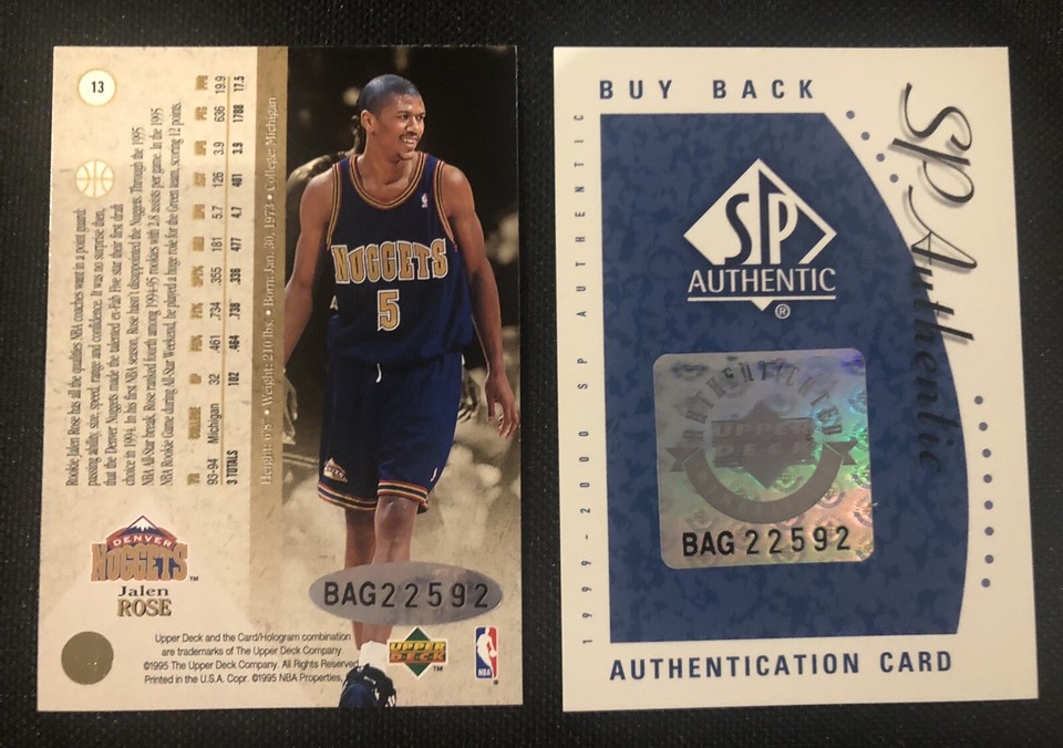 1999-00 SP Authentic JALEN ROSE RC AUTO /100 Rookie BUYBACK Autograph ...