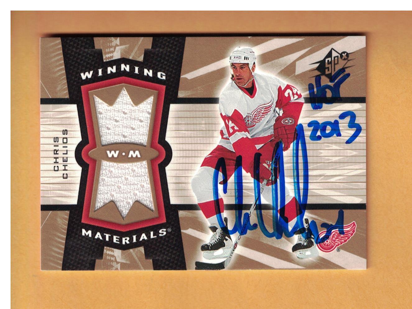 CHRIS CHELIOS AUTOGRAPHED 2006-07 SPx WINNING MATERIALS CARD SIGNED ...