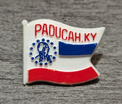 Vintage Paducah Kentucky Flag Blue Red White Flag Plastic Lapel Pin KY ...