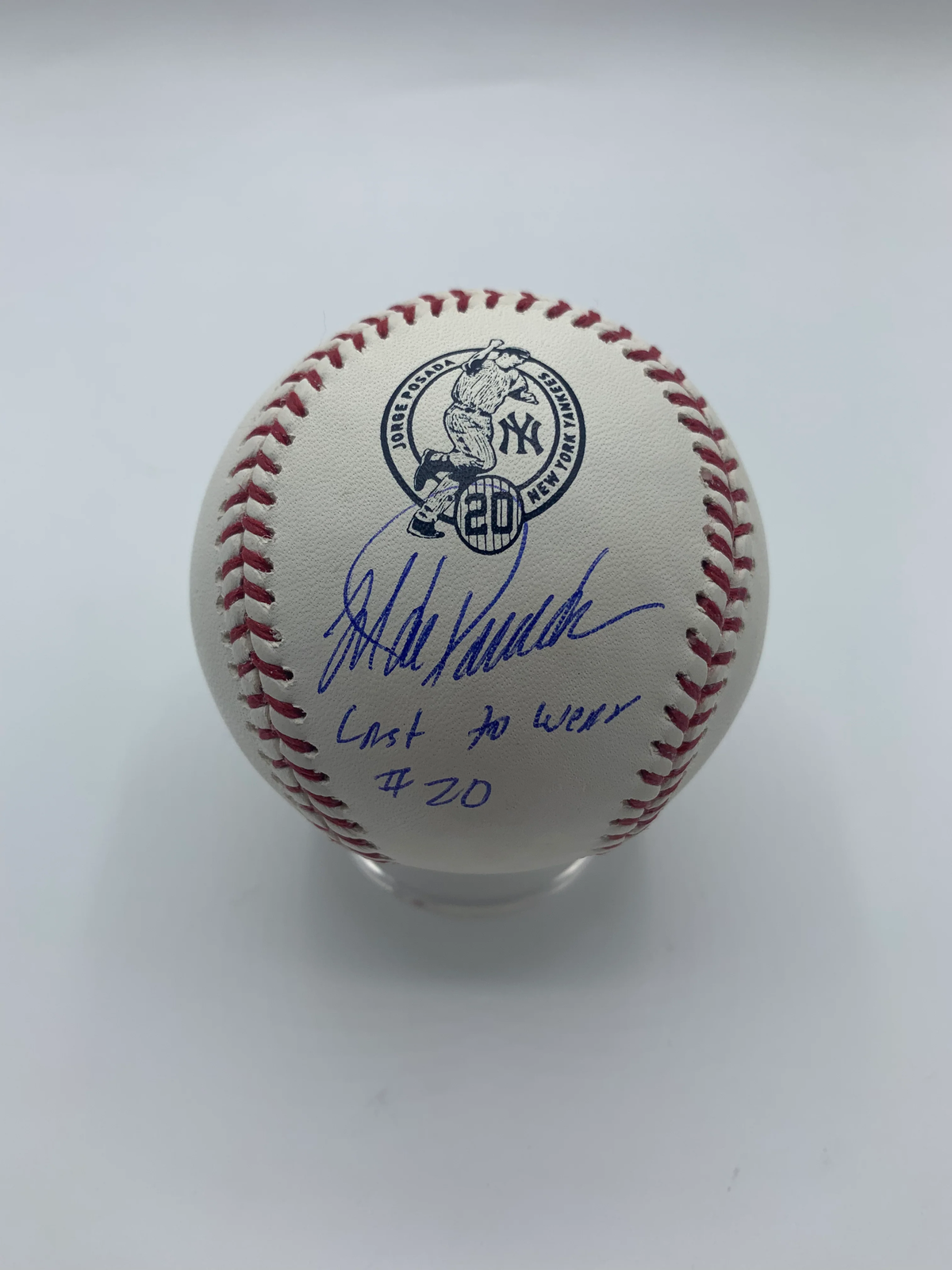 Jorge Posada Autographed Retirement Logo Baseball with Inscription ...