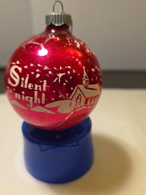 Vintage Shiny Brite Silent Night Red Glass Christmas Ornament Stencil ...