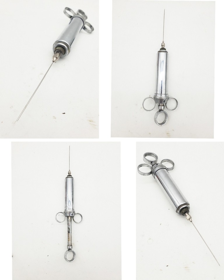 Vintage Embalming Mortuary Death Tool Supplies Large Metal Sryinge 3 ...