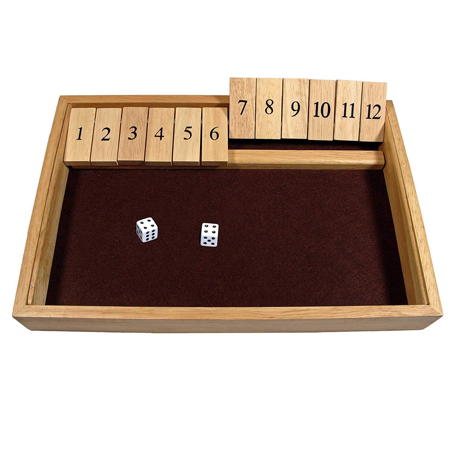 WE Games Dice Board Game, 12 Number Flip Tiles with Natural Wooden Box ...