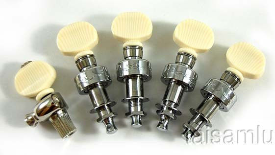 5 string banjo tuning pegs, Chrome plated with pattern, plastic Ivory ...