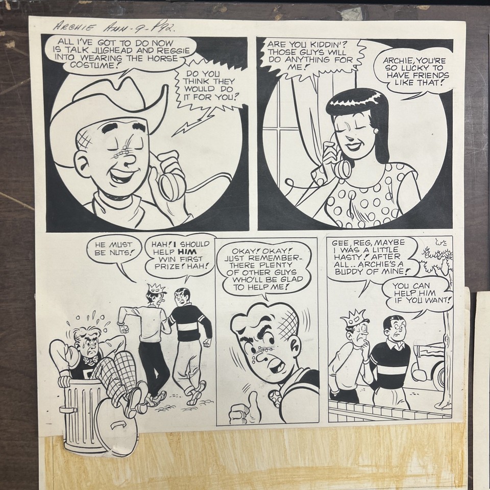 Original Archie Comics Art 1957 3 Pg Annual #9 Cut-up Incomplete Samm ...
