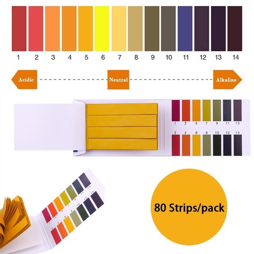 1-14 Laboratory Paper Test Strips 80pcs Full Range PH Indicator Saliva ...