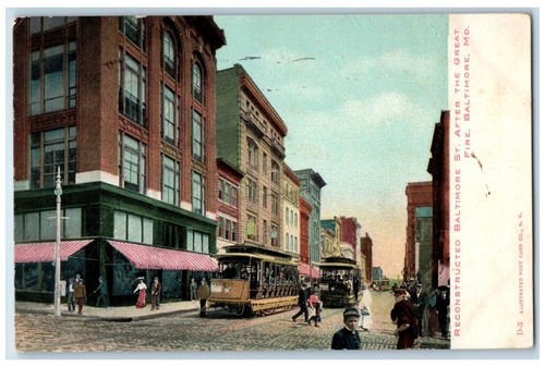 1908 Reconstructed Baltimore St After Great Fire Baltimore MD Antique ...