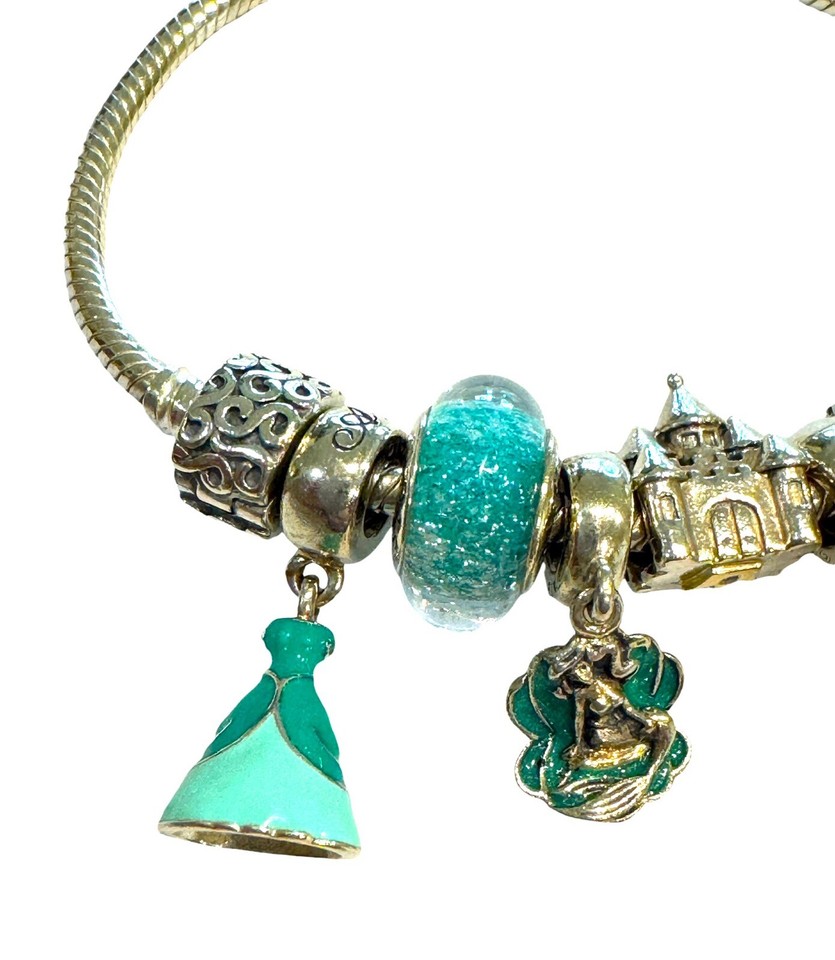 PANDORA DISNEY 925 STERLING PRINCESS ARIEL BELLE CASTLE MURANO CHARM ...