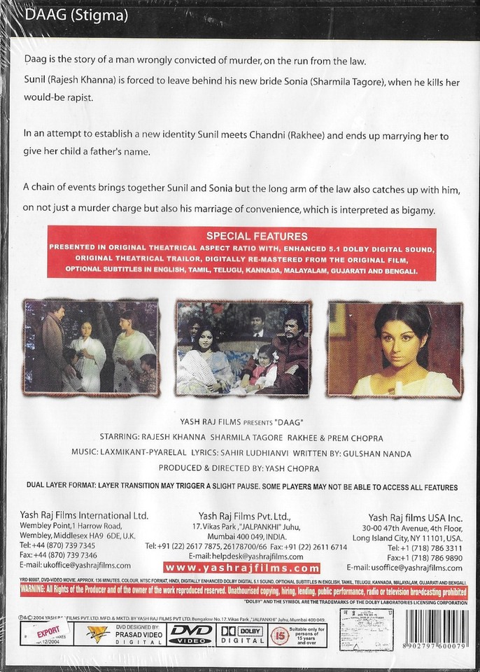 DAAG - RAJESH KHANNA - RAKHEE - NEW BOLLYWOOD DVD | eBay